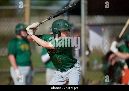 Columbia-Greene Twins Matt Bowes (8) bats during an NJCAA baseball game ...
