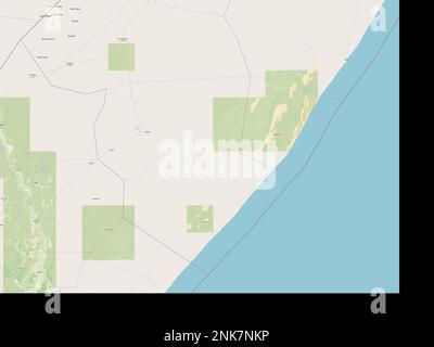 Galgaduud, region of Somalia. Open Street Map. Locations of major ...