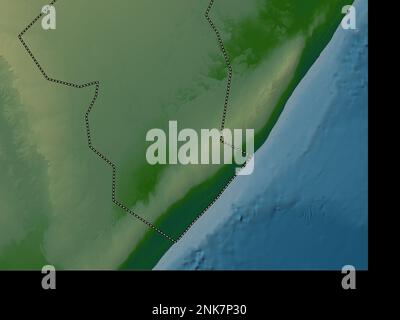 Galgaduud, region of Somalia. Colored elevation map with lakes and ...