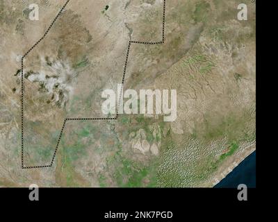 Gedo, region of Somalia. High resolution satellite map. Locations and ...