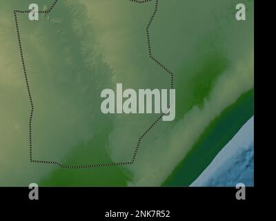 Hiiraan, region of Somalia. Colored elevation map with lakes and rivers ...