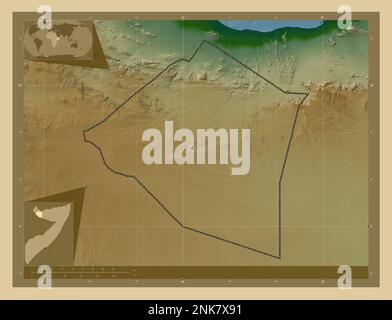 Maroodi Jeex, region of Somalia. Elevation map colored in wiki style ...