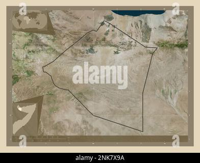 Maroodi Jeex, region of Somalia. High resolution satellite map ...