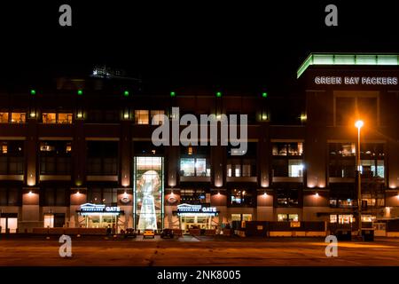 Green Bay Packers Lambeau Field Atrium Entrance at Night Stock Photo ...