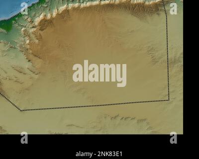 Sanaag, region of Somalia. Colored elevation map with lakes and rivers ...