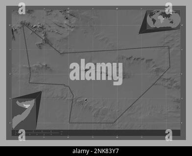 Sool, region of Somalia. Bilevel elevation map with lakes and rivers ...