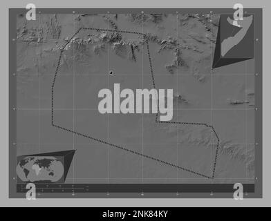 Togdheer, region of Somalia. Bilevel elevation map with lakes and ...