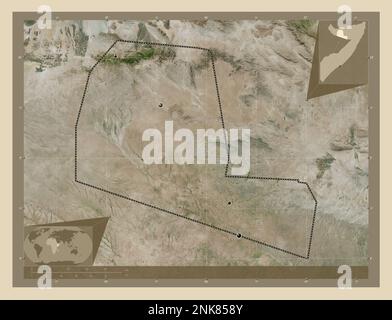 Togdheer, region of Somalia. High resolution satellite map. Corner ...