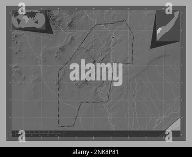 Gedo, region of Somalia Mainland. Bilevel elevation map with lakes and ...