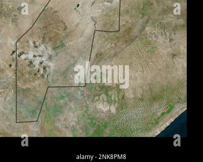Gedo, region of Somalia. High resolution satellite map. Corner ...