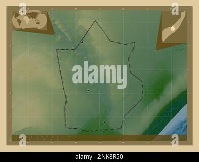 Hiiraan, region of Somalia Mainland. Colored elevation map with lakes ...
