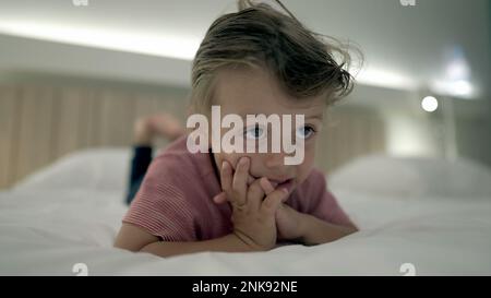 Little boy hypnotized by screen kid watching movie at home Stock Photo ...