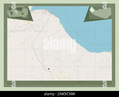 Awdal, region of Somaliland. Open Street Map. Locations and names of ...