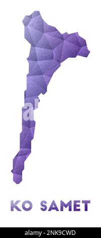 Low poly map of Ko Samet. Geometric illustration of the island. Ko ...