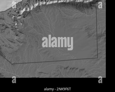 Sanaag, region of Somaliland. Elevation map colored in sepia tones with ...