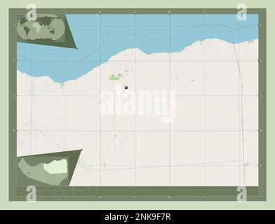 Sanaag, region of Somaliland. Open Street Map. Locations of major ...