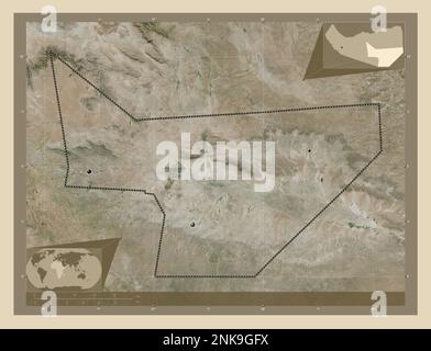 Sool, region of Somaliland. High resolution satellite map. Corner ...