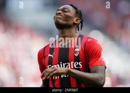 Rafael Leao of AC Milan smiles during the Serie A match between SS ...