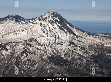 An aerial photo shows Mount Shiretoko, a volcano, at Shiretoko ...