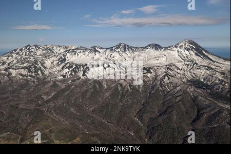 An aerial photo shows Mount Shiretoko, a volcano, at Shiretoko ...