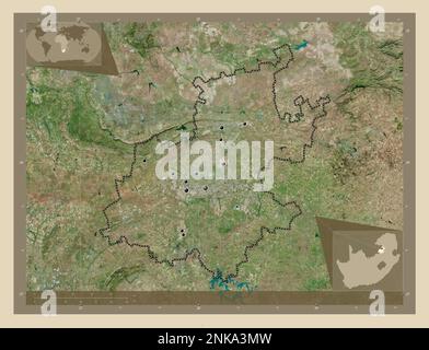 Gauteng, province of South Africa. High resolution satellite map ...