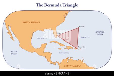 Map of the Bermuda Triangle in the Caribbean Sea Stock Photo - Alamy