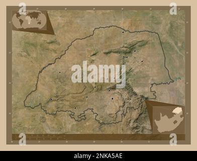 Limpopo, province of South Africa. Low resolution satellite map. Corner ...
