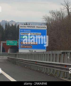 Wide italian Road Signal with name of Place like Florence or Bologna ...