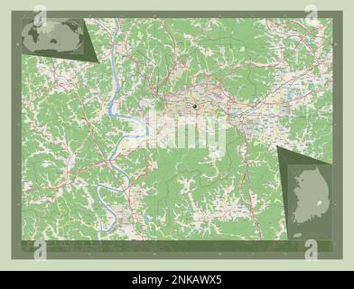 Daegu, metropolitan city of South Korea. High resolution satellite map ...