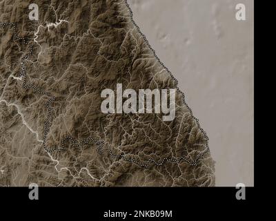 Gangwon-do, province of South Korea. Colored elevation map with lakes ...
