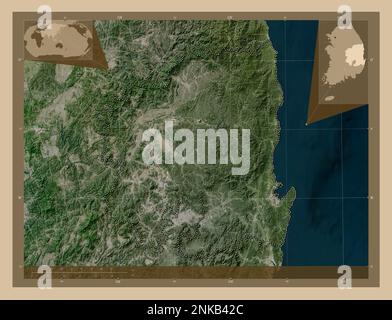 Gyeongsangbuk-do, province of South Korea. Low resolution satellite map ...
