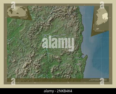 Gyeongsangbuk-do, province of South Korea. Colored elevation map with ...