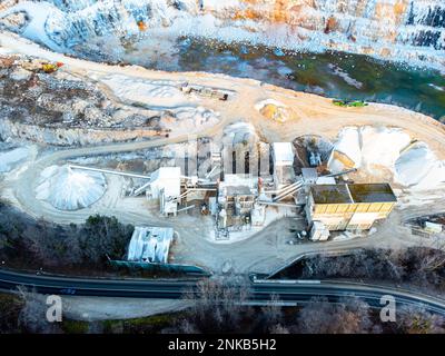 Stone quarry supporting and industrial buildings with stone crusher and ...