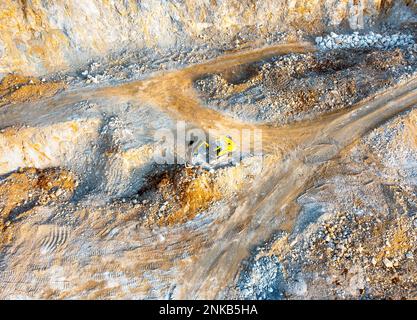 Aerial photo of open pit limestone mine or quarry on Texada Island ...