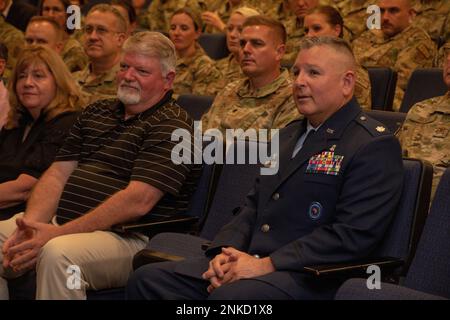 Lt. Col. Eric Stringer, the 152nd Medical Group commander, during his ...