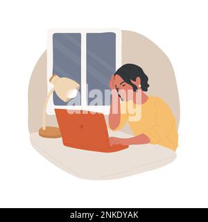 Staying up late isolated cartoon vector illustration. Beautiful teenage ...