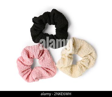Different scrunchies isolated on white background Stock Photo - Alamy