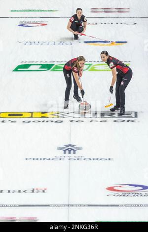 Team Canada third Val Sweeting makes a shot against Denmark at the ...