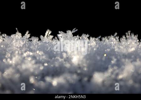 Macro photography of snow crystals Stock Photo - Alamy