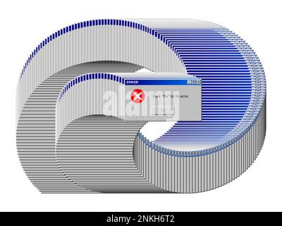 Old program windows composition with view of open laptop with set of ...