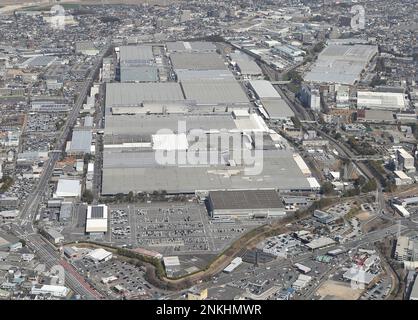 An aerial photo shows Motomachi Factory of Toyota Motor Co. in Toyota ...