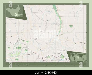 Central Equatoria, state of South Sudan. Open Street Map. Locations and ...