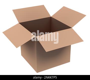 Cardboard box or carton gift box isolated on white background. 3d ...