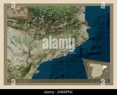 Cataluna, autonomous community of Spain. High resolution satellite map Stock Photo - Alamy