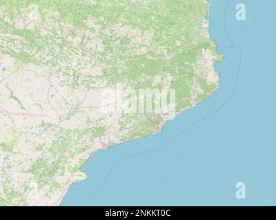 Cataluna, autonomous community of Spain. Open Street Map. Locations of ...
