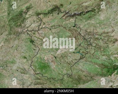Extremadura, autonomous community of Spain. High resolution satellite map. Locations of major ...