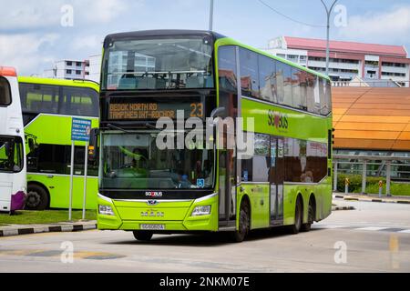 Double decker service bus operated by Ipswich Reds, Woodbridge, Suffolk ...