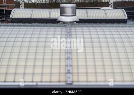 Photo of a roof exhaust ventilation fan on a new EPDM on a large ...