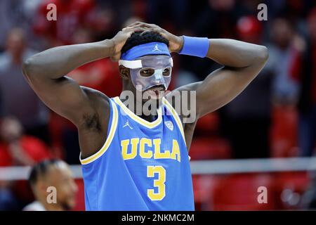 UCLA forward Adem Bona reacts after scoring against Arizona during the ...