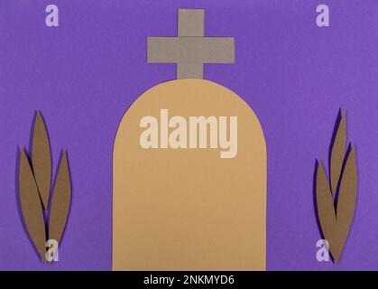 Lent background. Minimalist paper composition. Purple background with ...